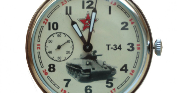 Soviet vintage military mechanical wristwatch Russian TANK T-34 - TANK