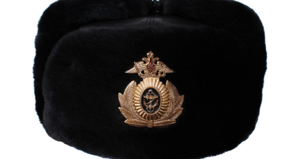 Leather Ushanka winter hat from Soviet Navy Fleet - USHANKA