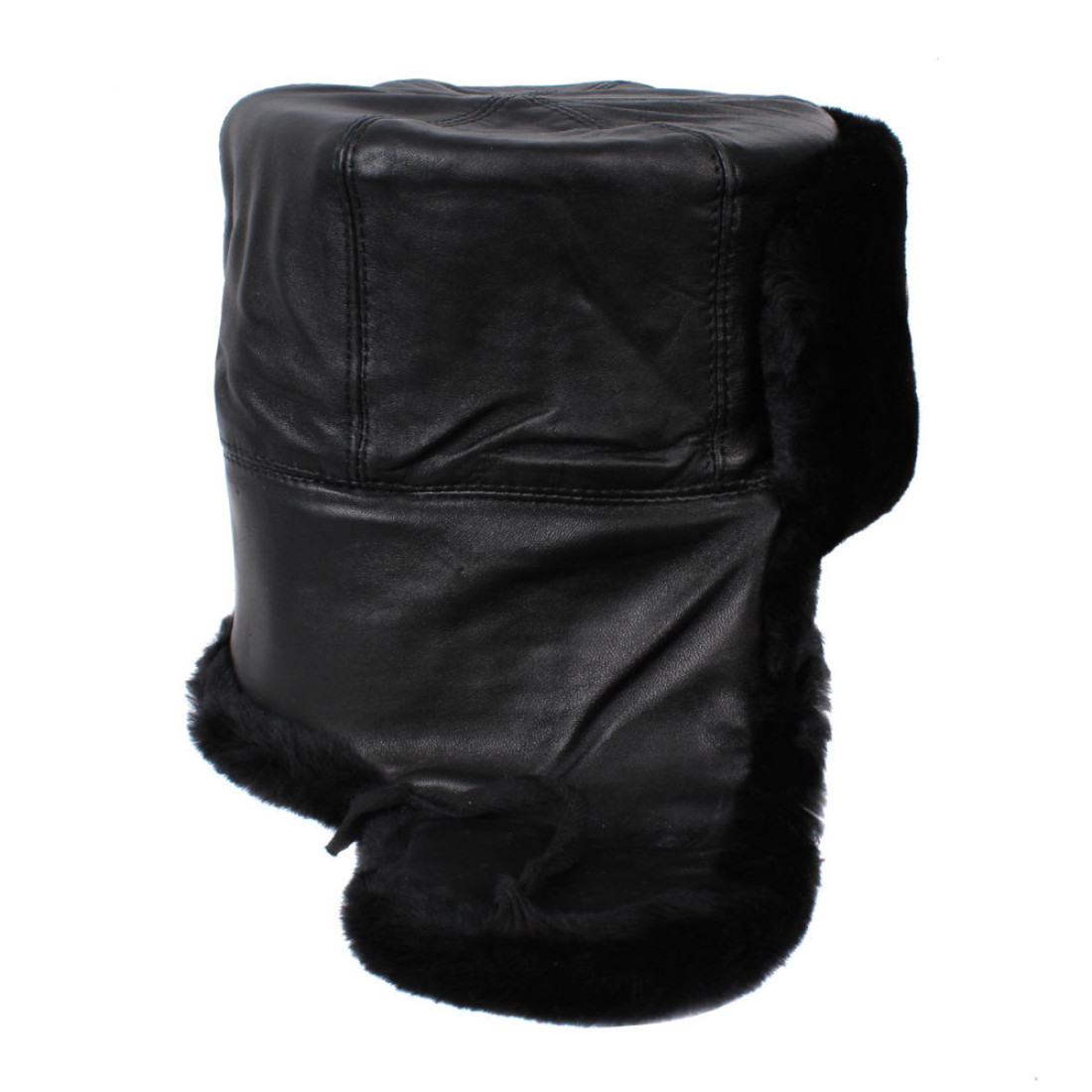 Leather Ushanka winter hat from Soviet Navy Fleet - USHANKA