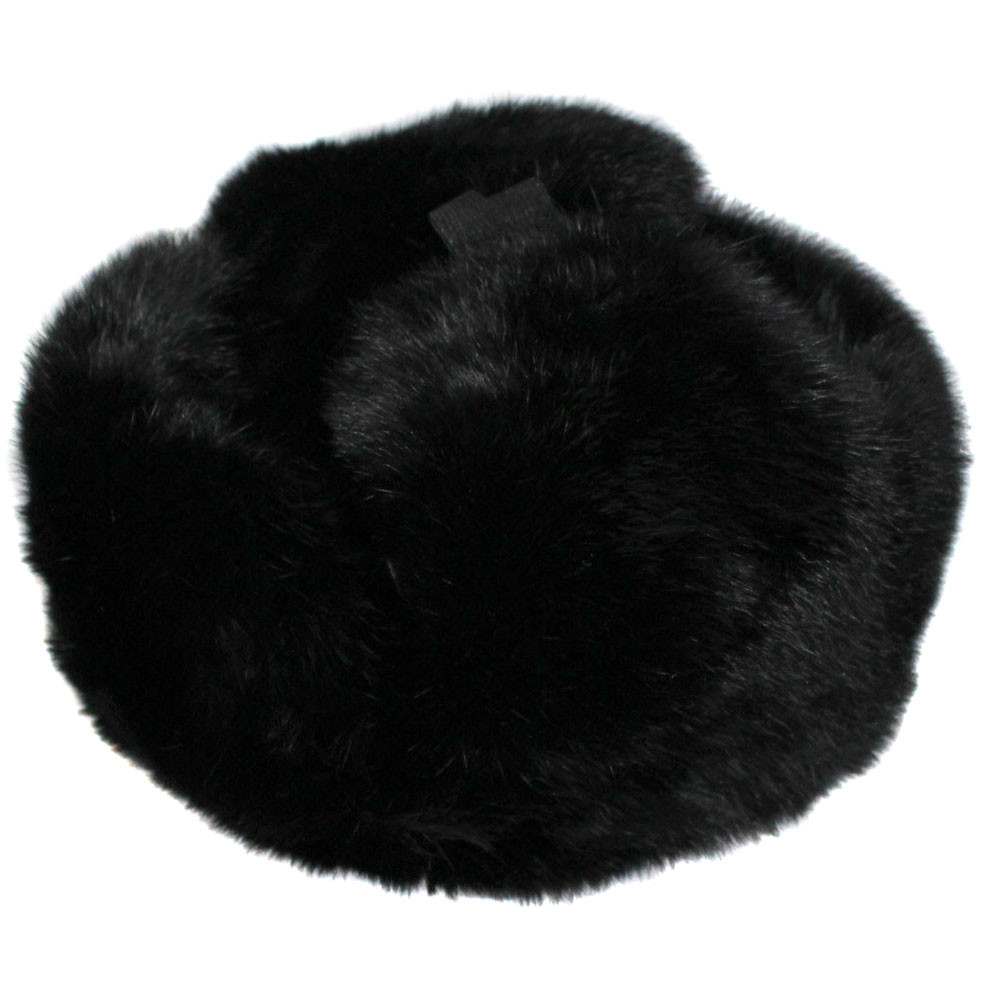 Ushanka Soviet style black rabbit fur winter hat with ear flaps - USHANKA