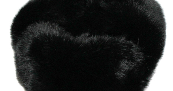 Ushanka Soviet style black rabbit fur winter hat with ear flaps - USHANKA