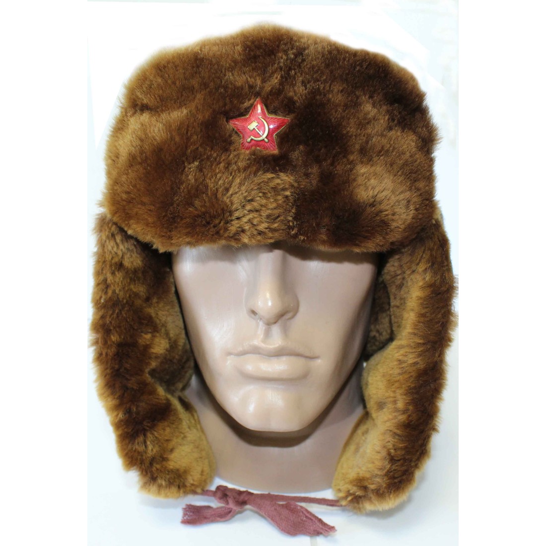 Soviet Officers winter brown Ushanka with synthetic fur