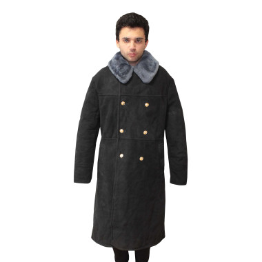 USSR Army winter General suede Leather Overcoat