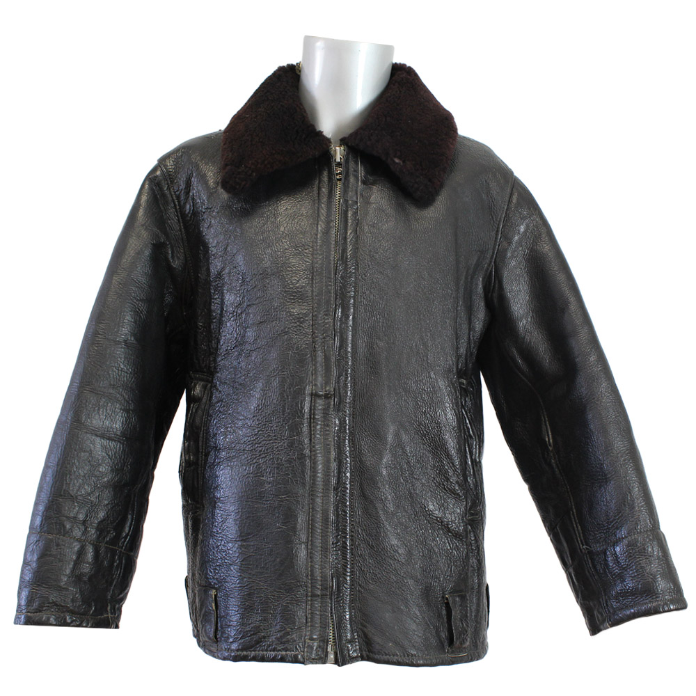 Soviet Union Genuine Leather warm tank Officers Military Black Winter ...