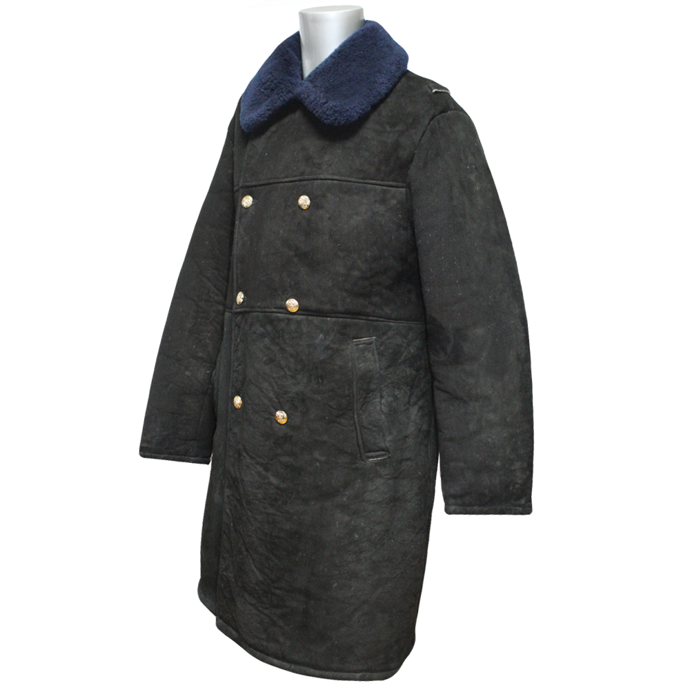 Vintage Soviet suede Leather Winter Overcoat Original warm Red Army ...