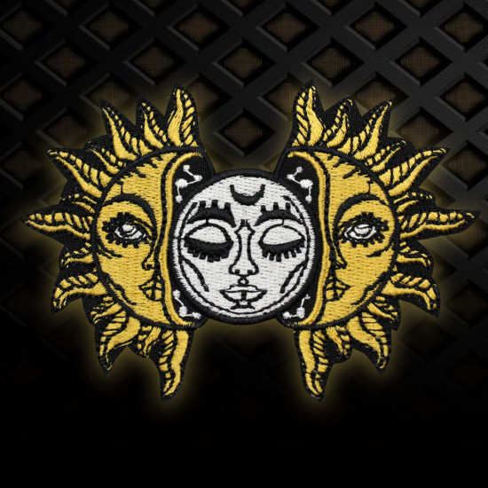 Sun and Moon Emblem Embroidered Iron-on / Velcro Sleeve Patch