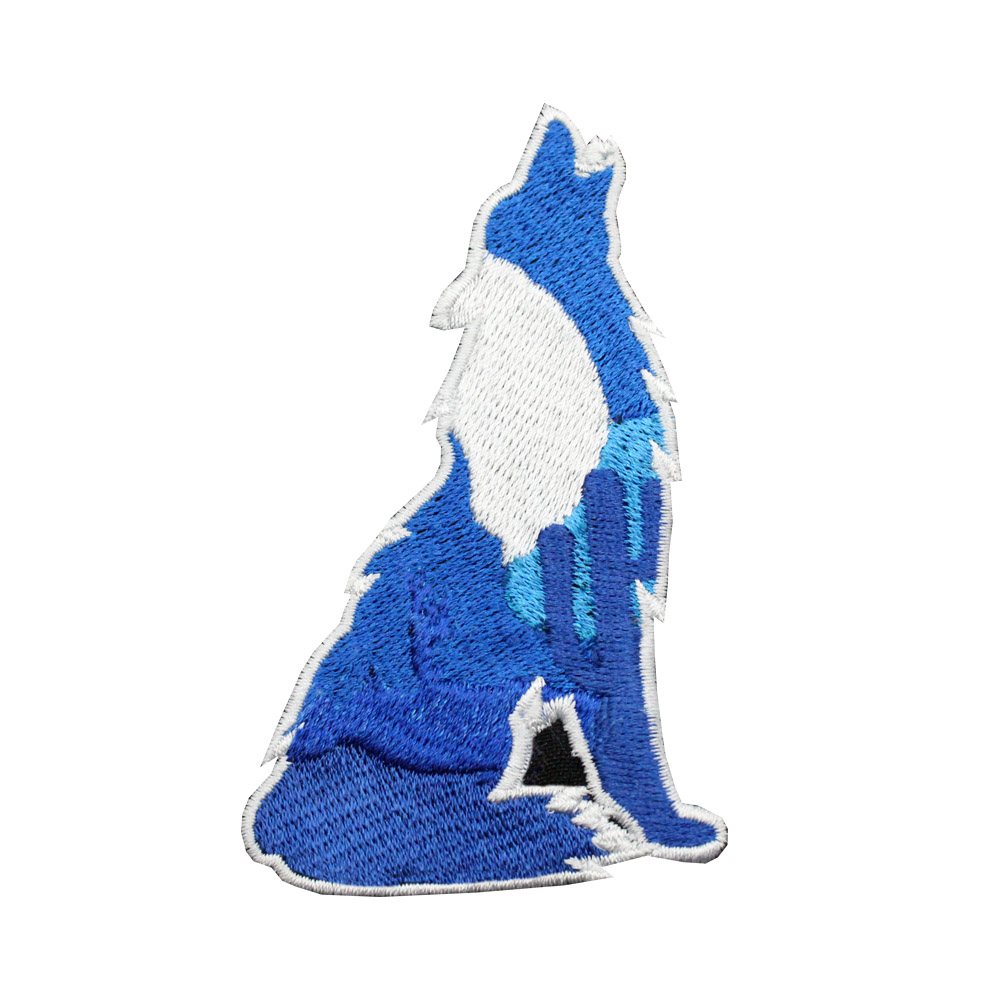 The Wolf Howls Moon Embroidered Iron-on / Velcro Sleeve Patch