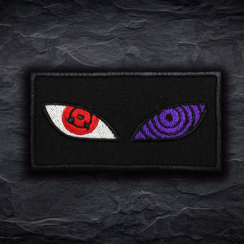 Sharingan and Rinnegan Naruto Embroidered Iron-on / Velcro Sleeve Patch