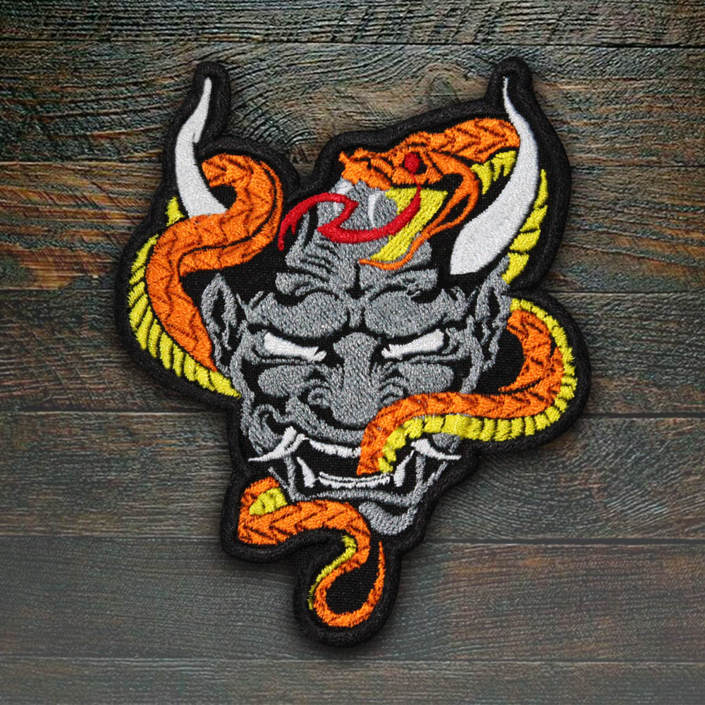 Devil Oni Demon's Embroidered Back Sleeve Patch 3