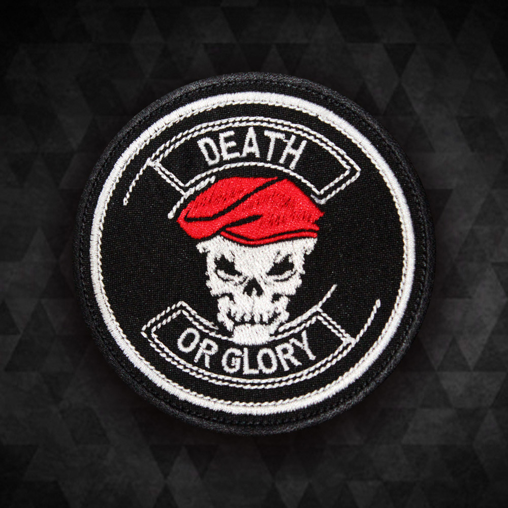 Red Beret Skull Death or Glory gestickter Airsoft-Patch