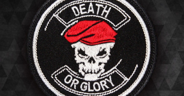 Red Beret Skull Death or Glory gestickter Airsoft-Patch