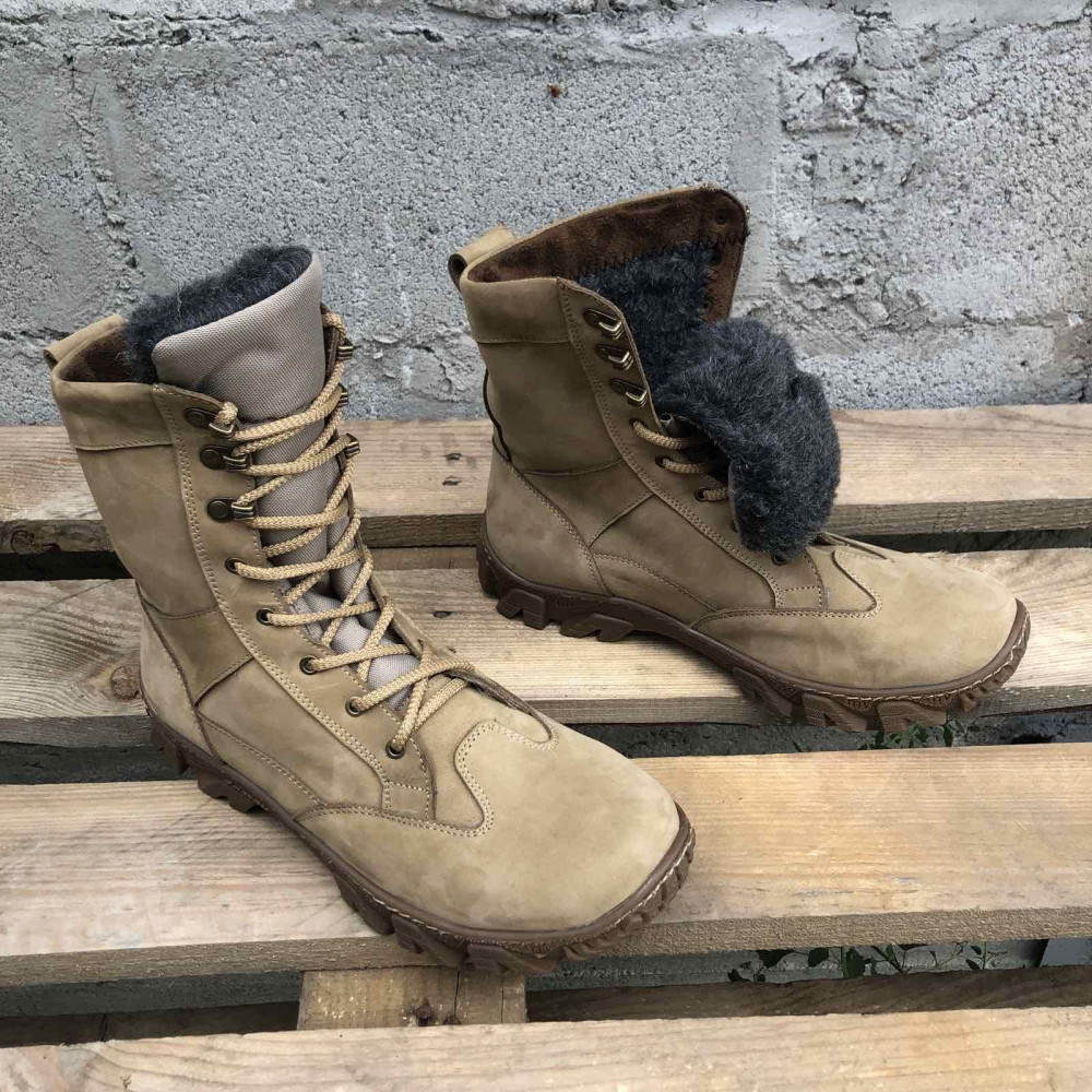 Ukrainian army military boots "Typhoon" beige winter high boots ...