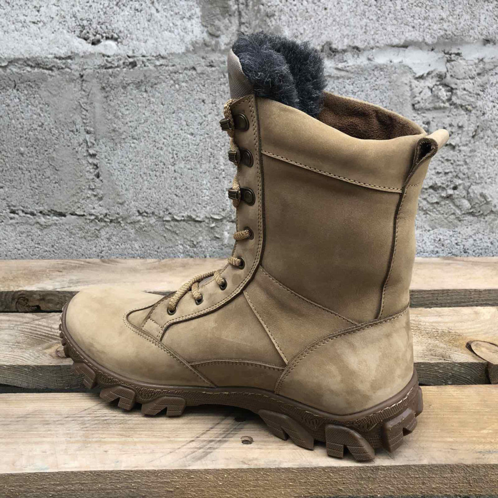 Ukrainian army military boots "Typhoon" beige winter high boots ...