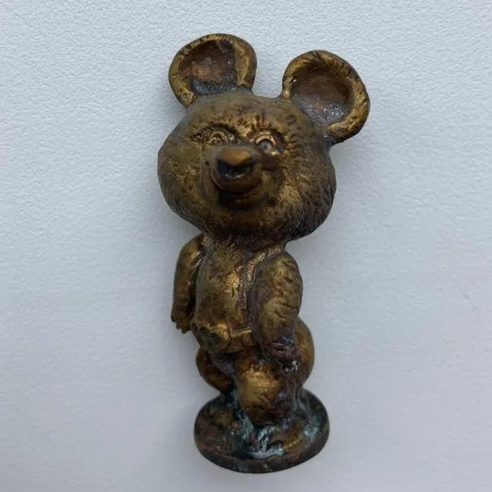 Original Bronze Misha figure USSR Vintage Olympic Mishka statue Genuine ...