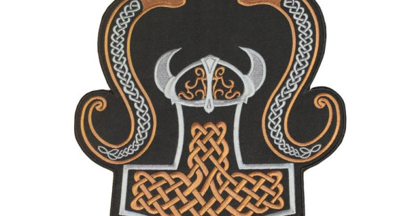 Mjolnir Thor's Hammer Embroidered Big Patch #3