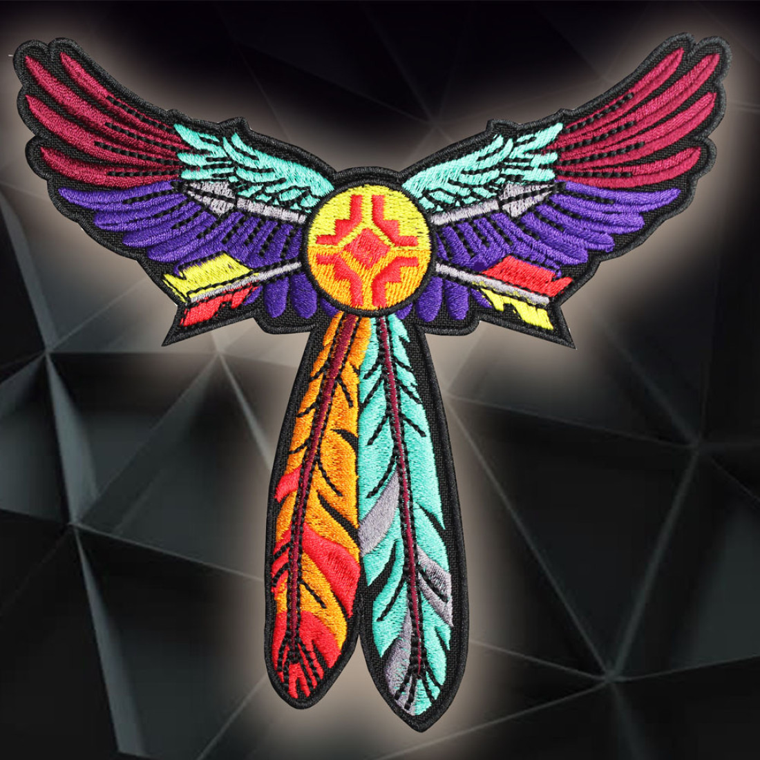 Indigenous peoples of the Americas symbol Embroidered Colorful Feather ...