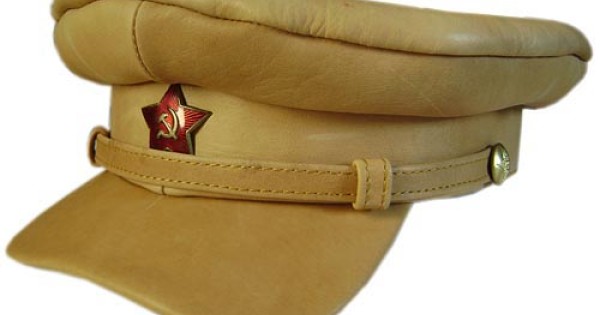 Soviet Red Army Leather HAT from October Revolution - BOLSHEVIKS