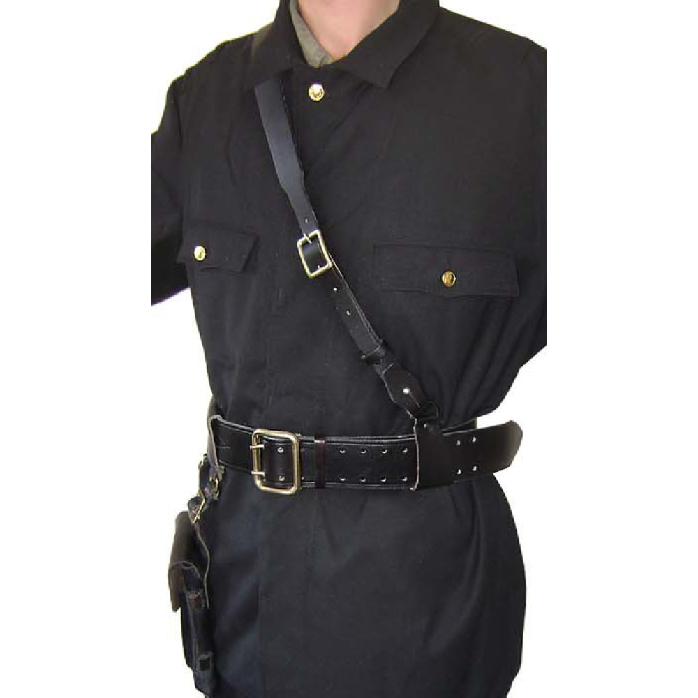 MARINES black Leather belt with shoulder belt PORTUPEYA + holster ...
