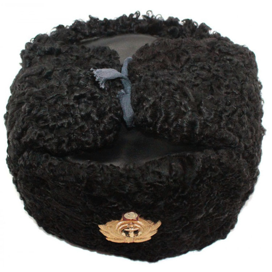 Soviet navy officers winter black astrakhan fur and leather ushanka hat ...