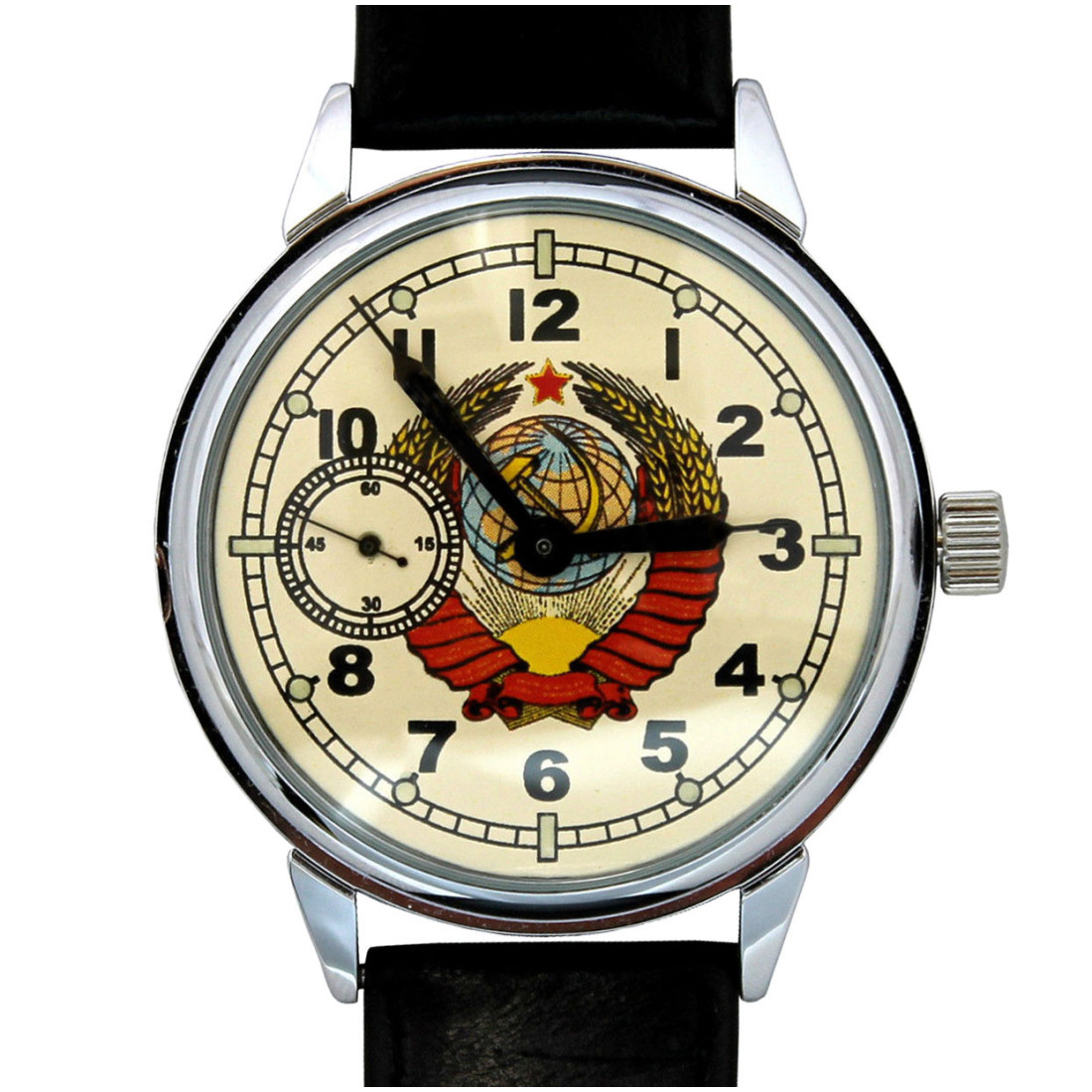 Soviet wristwatch Molnija USSR ARMS Russian Red Army mechanical watch ...