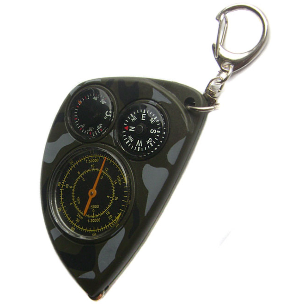 Tactical curvimeter + compass + thermometer camo keychain - Soviet Power